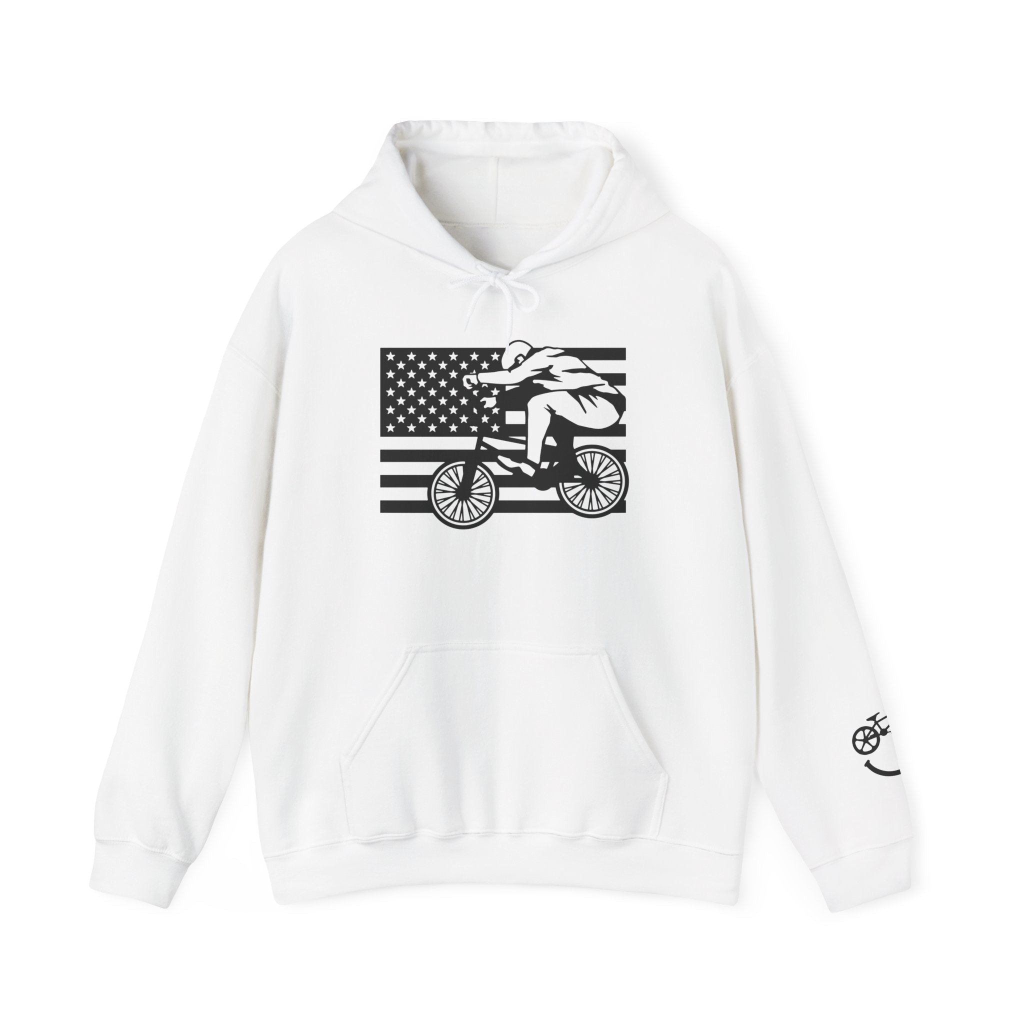 Rad-Biker American Flag Hoodie — 'Is My Bike Okay?' Graphic Hooded Swe ...